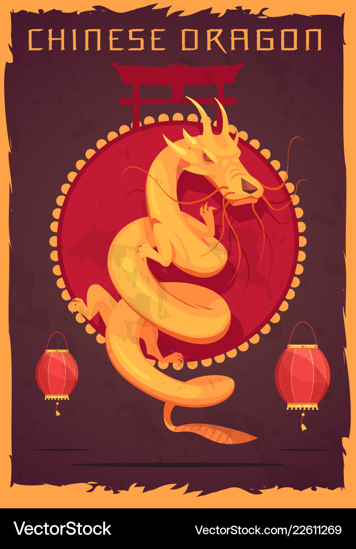 Chinese dragon poster Royalty Free Vector Image