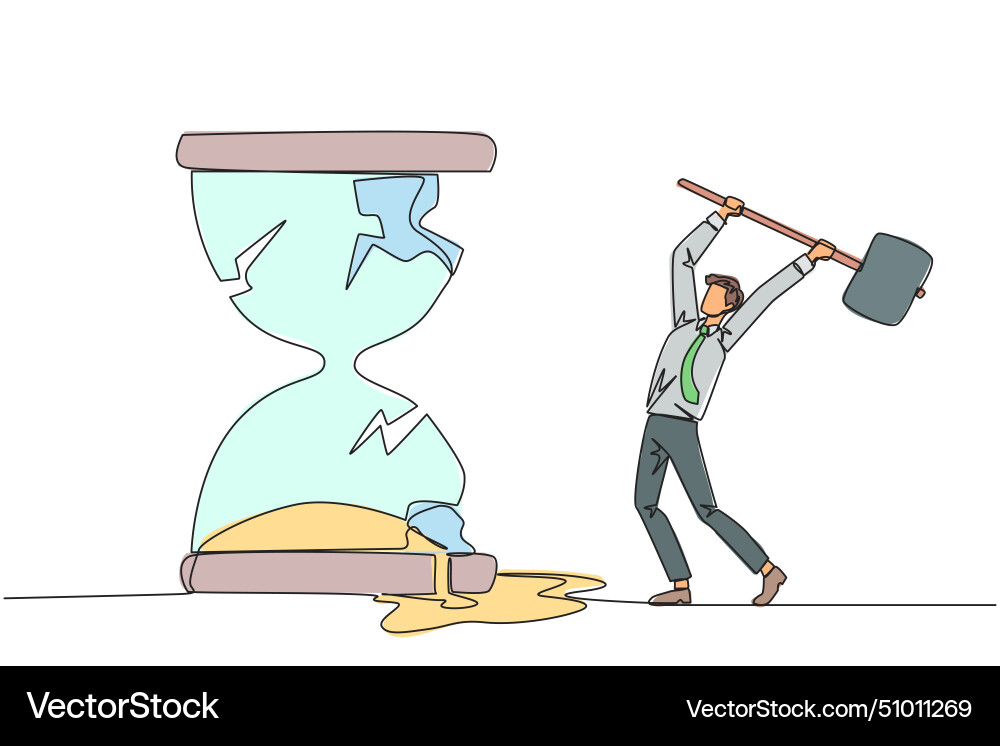 Continuous one line drawing businessman preparing Vector Image