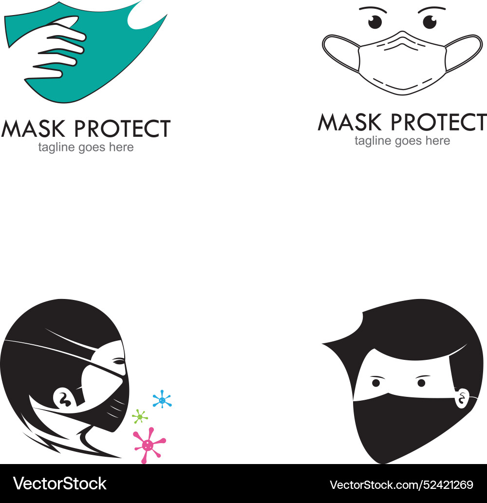 Face mask logo design Royalty Free Vector Image