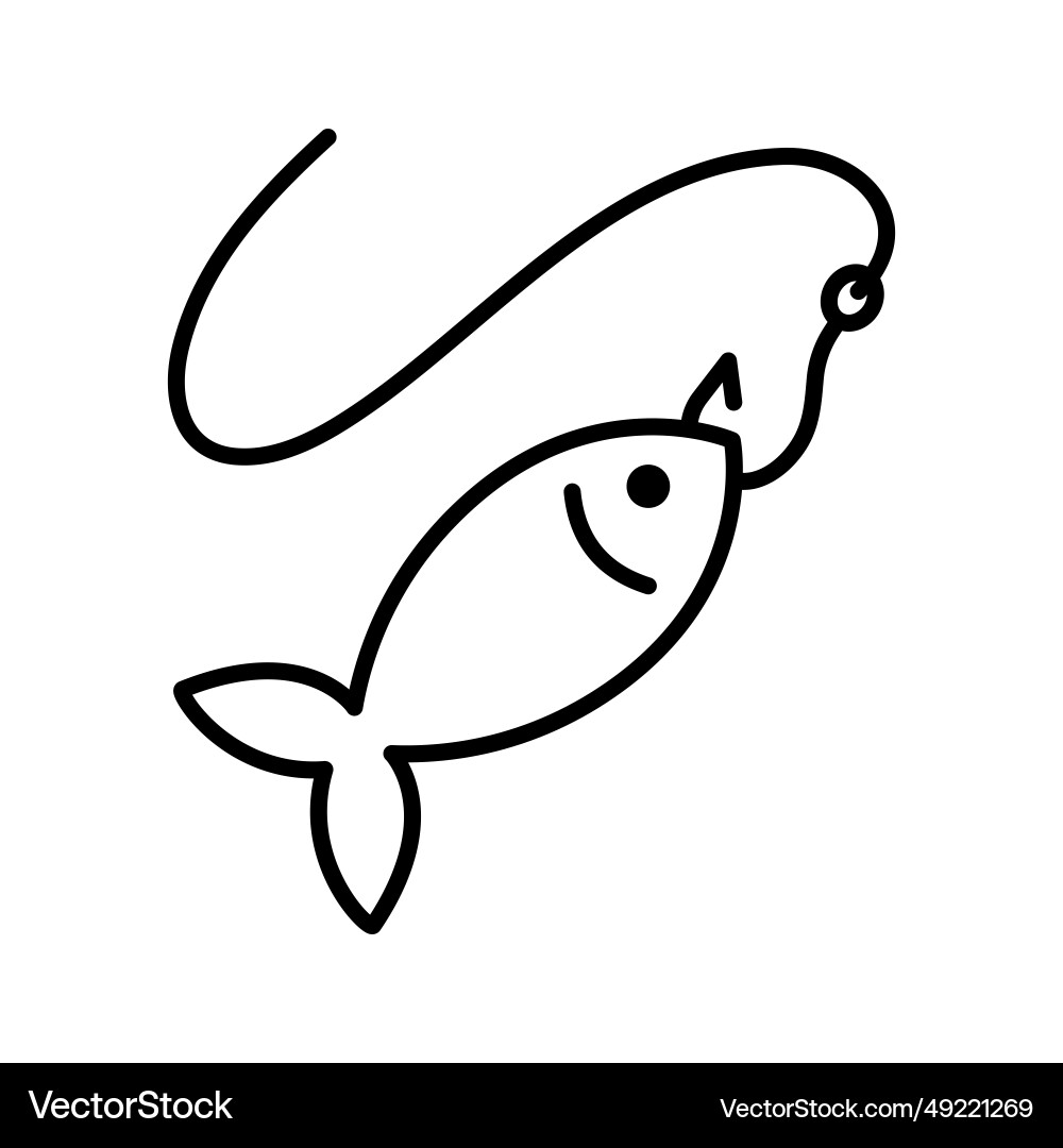 Fishing icon fish on hook Royalty Free Vector Image