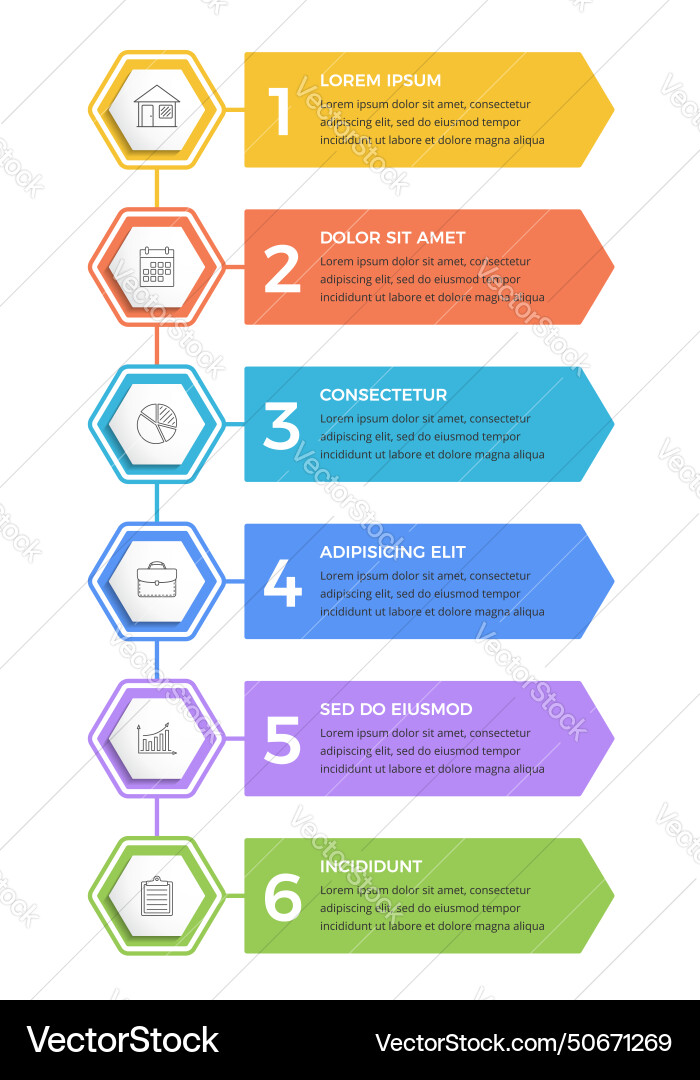 Infographic template - 6 options Royalty Free Vector Image