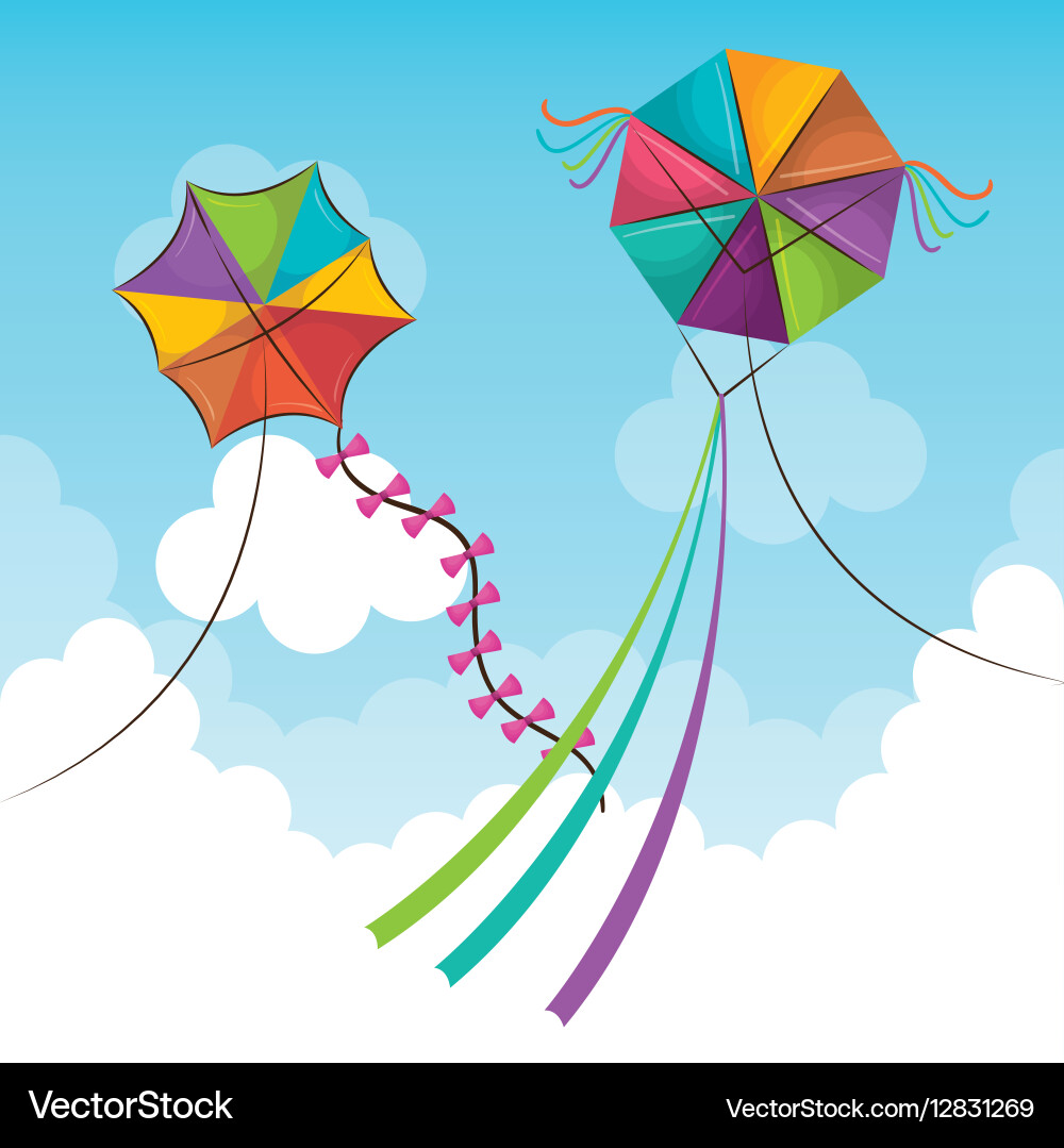 Kite flying in the sky Royalty Free Vector Image