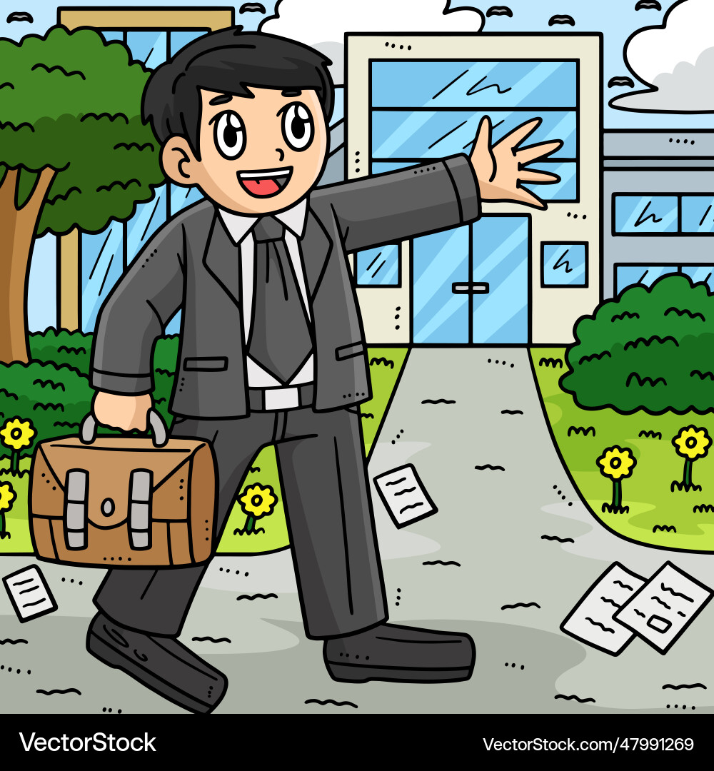 Labor day office worker colored cartoon Royalty Free Vector