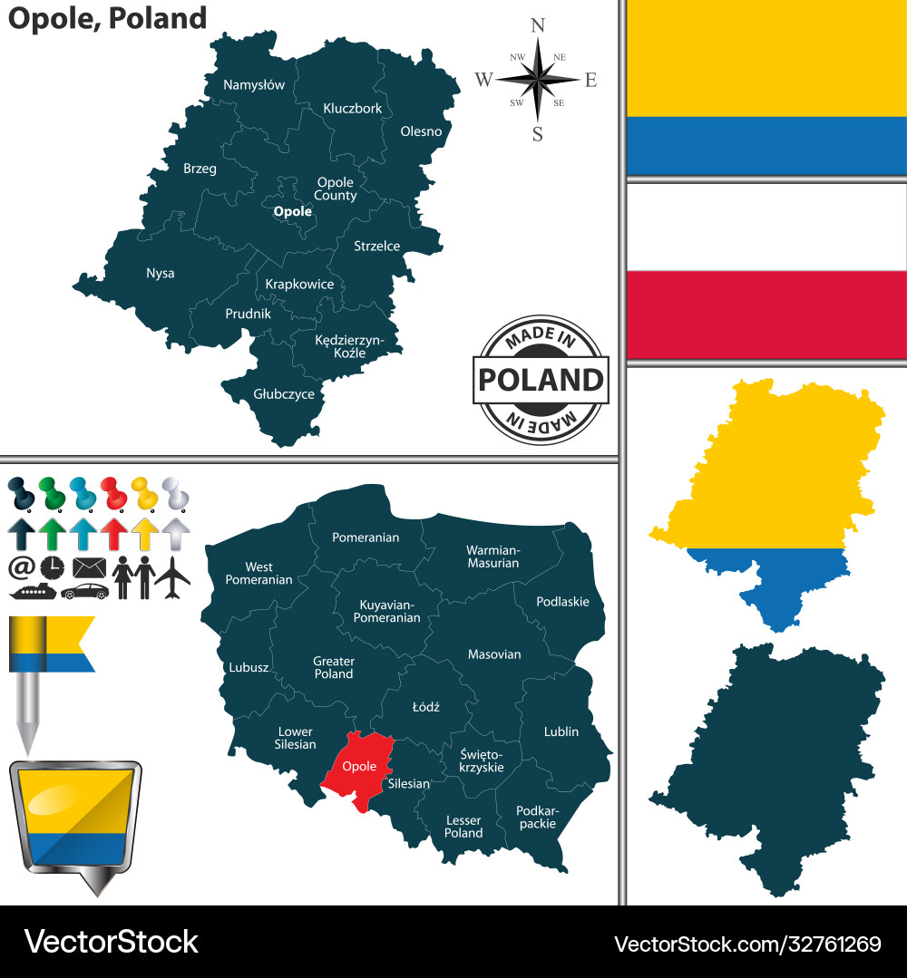 Map opole poland Royalty Free Vector Image - VectorStock
