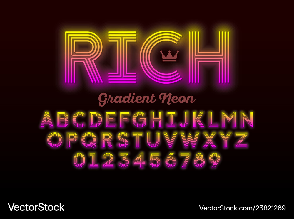 Modern neon style font alphabet letters Royalty Free Vector