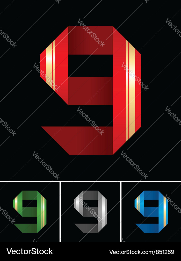 Numeral of paper tape - 9 Royalty Free Vector Image