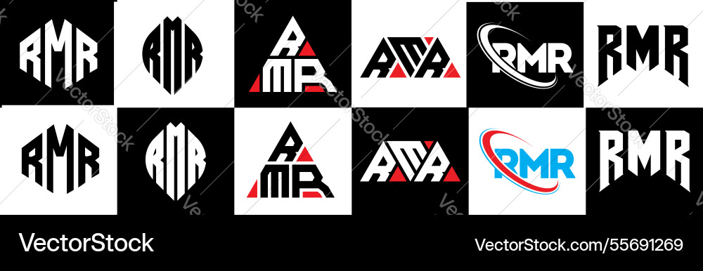 Rmr letter logo design in six style polygon Vector Image