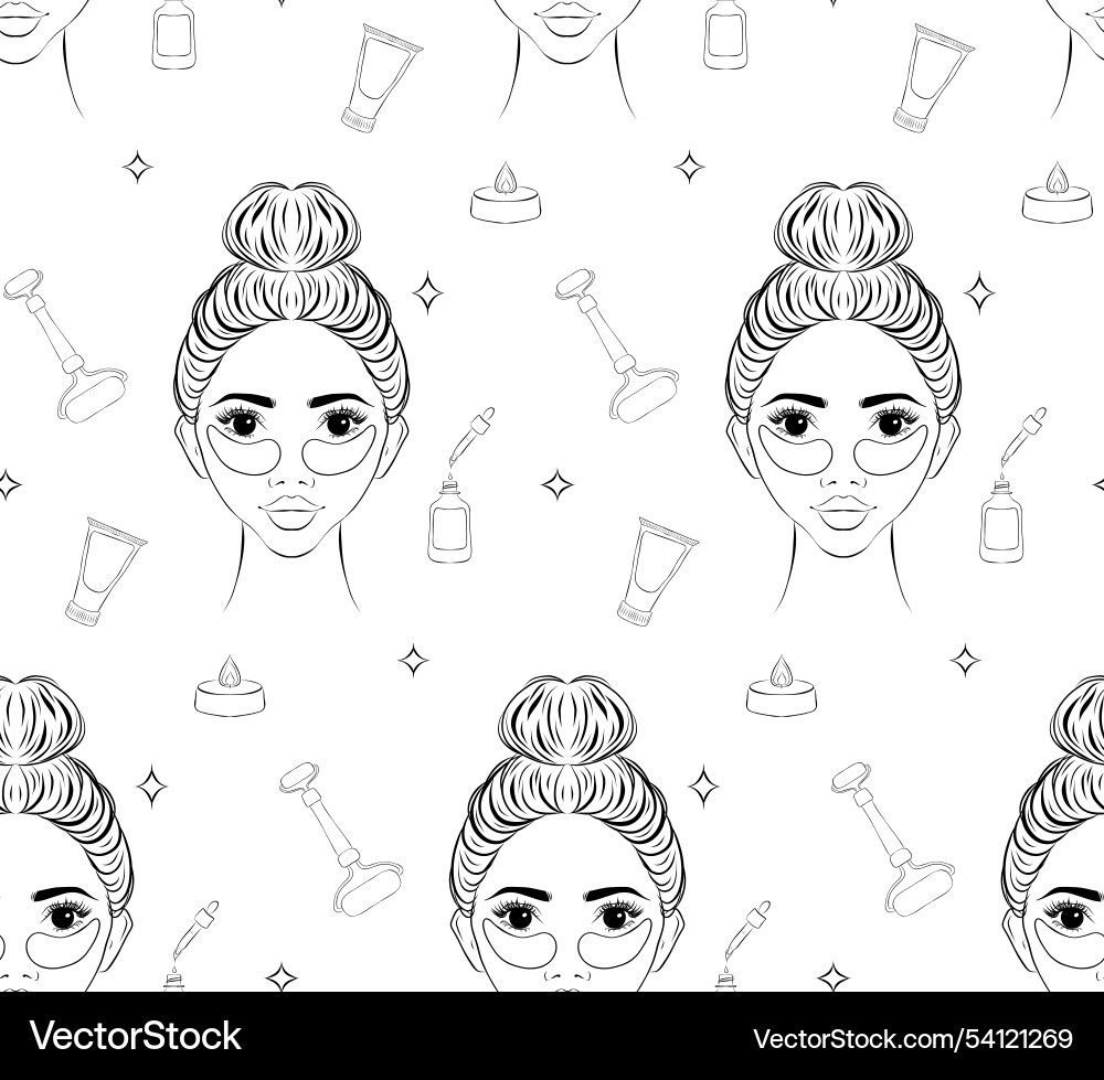 Skin care seamless pattern beauty products single Vector Image