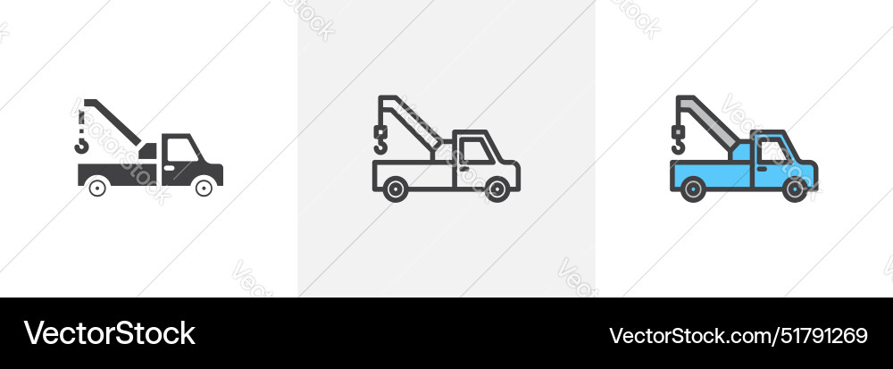 Tow truck line icon set Royalty Free Vector Image