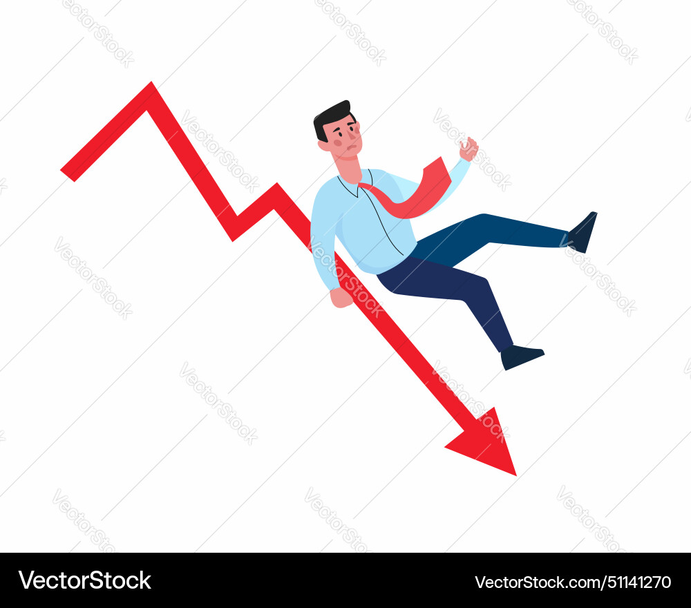 Businessman is falling down economic crisis Vector Image