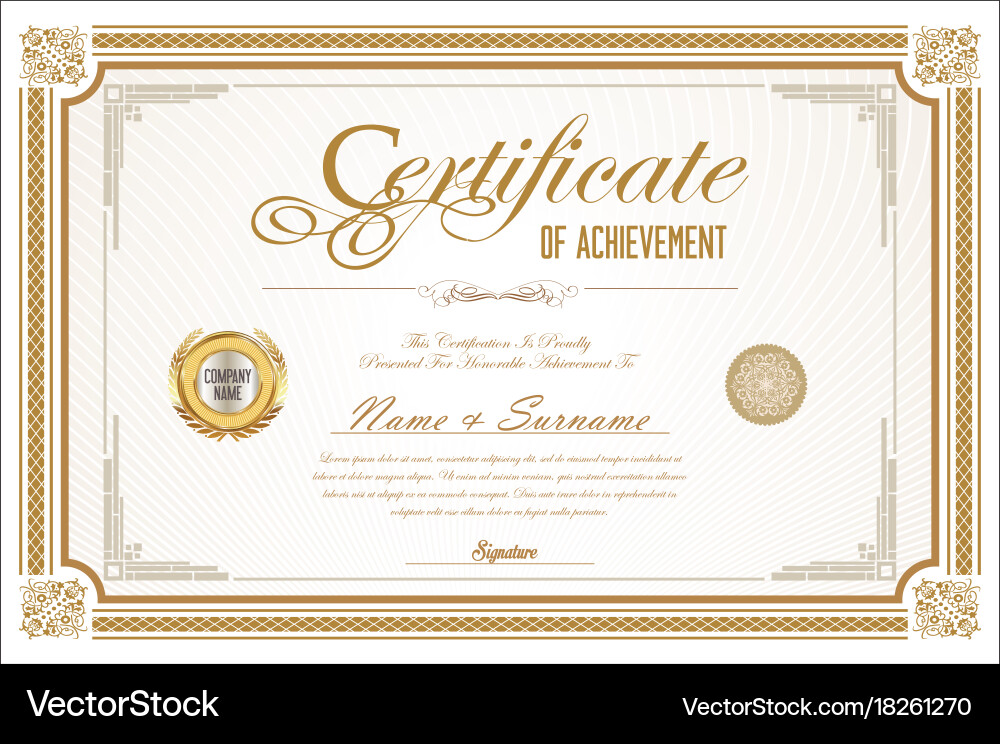 Certificate retro design template 01 Royalty Free Vector