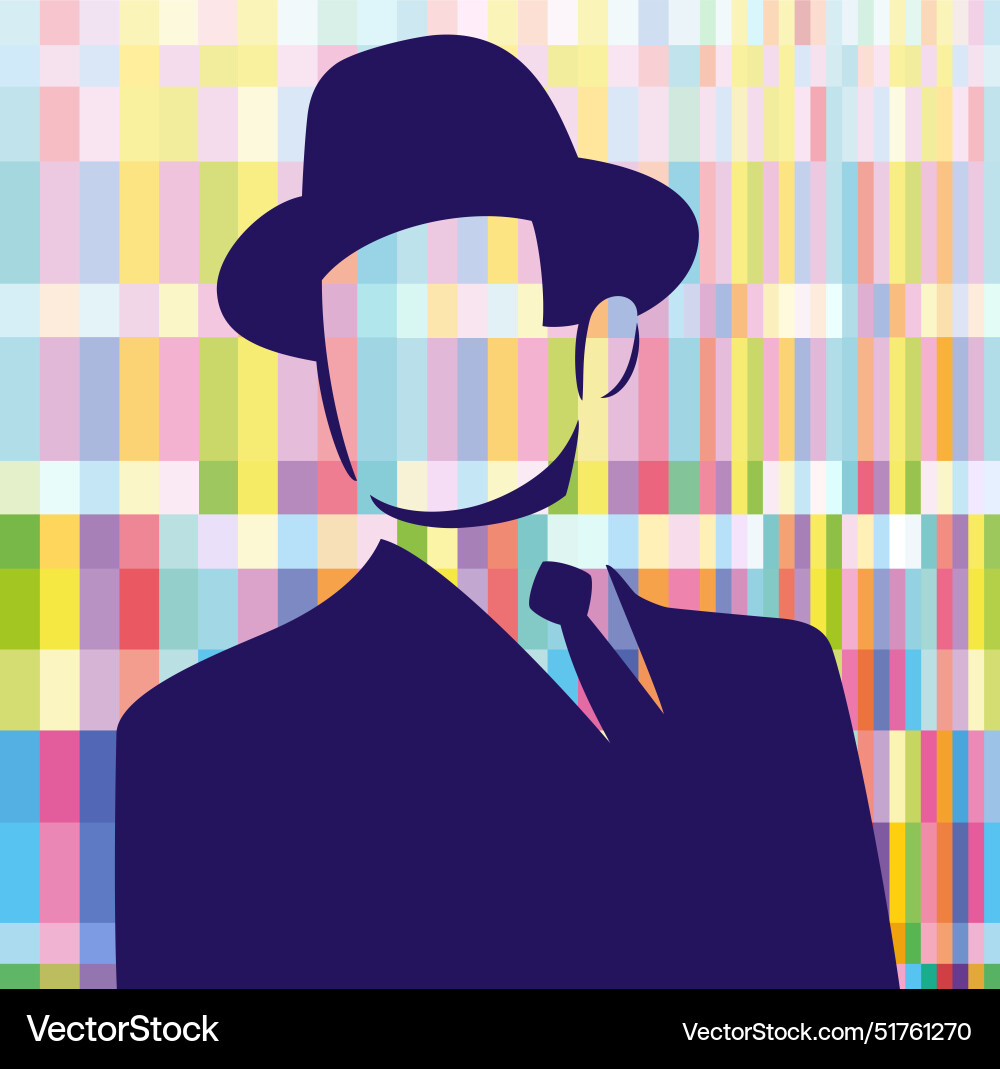 Colorful graphic design with man in a hat Vector Image