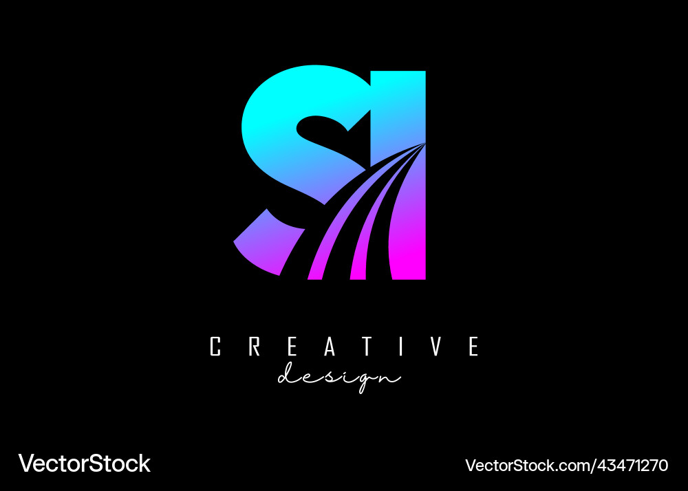 Creative colorful letters si s i logo Royalty Free Vector