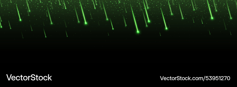 Green meteor rain shooting stars background Vector Image