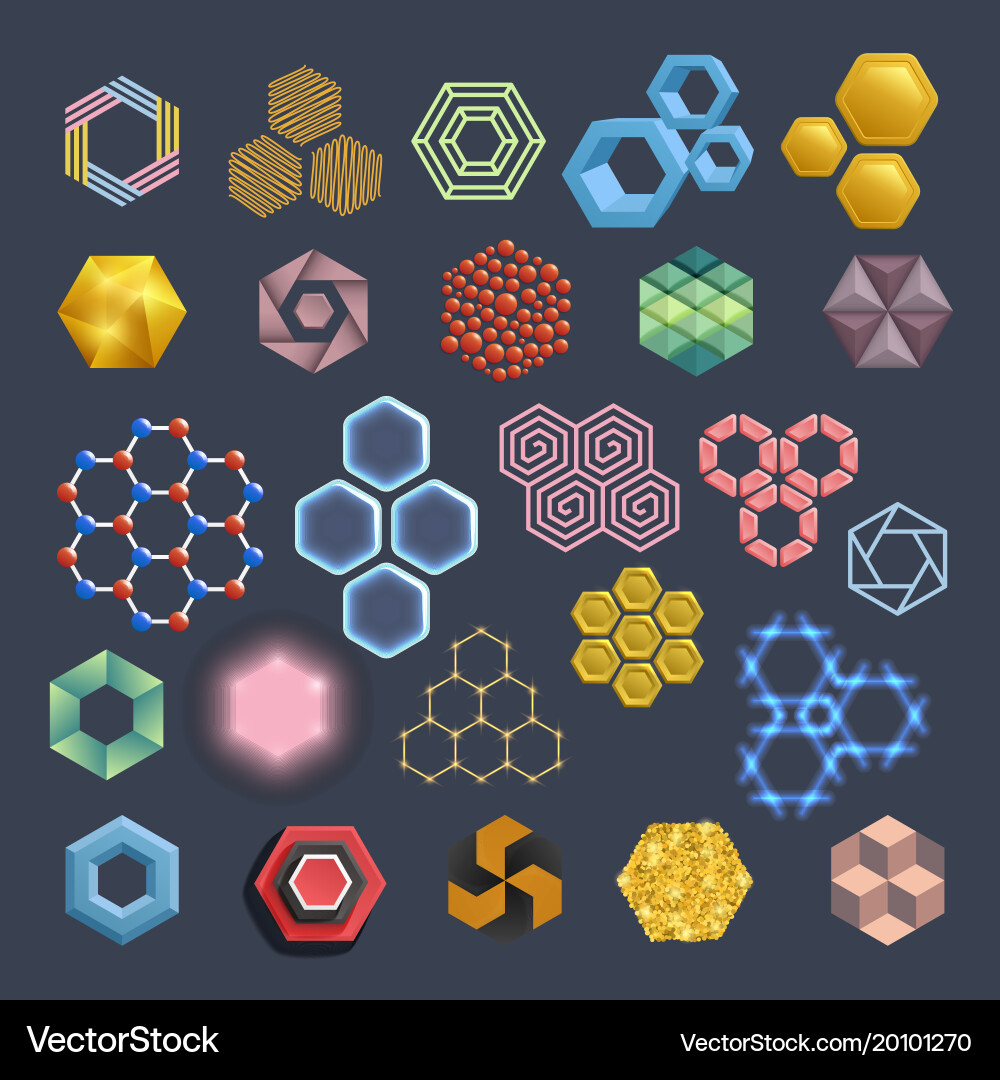 Hexagon icons design elements different Royalty Free Vector