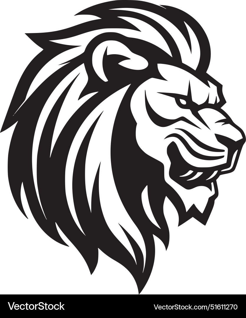 Lion - black and white Royalty Free Vector Image