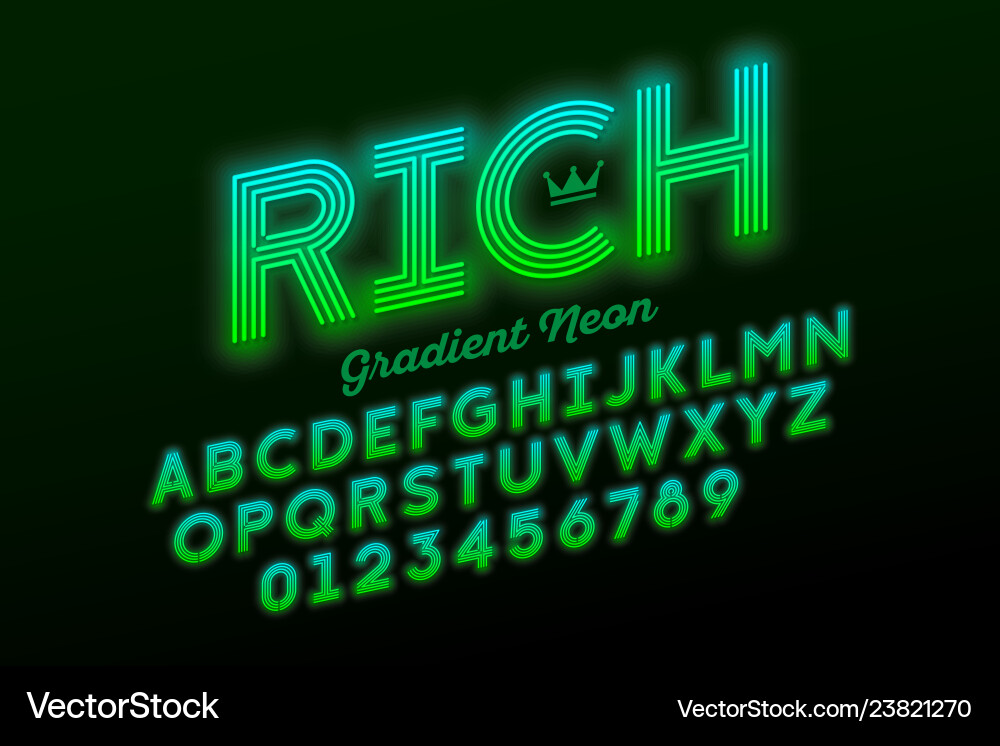 Modern neon style font alphabet letters Royalty Free Vector