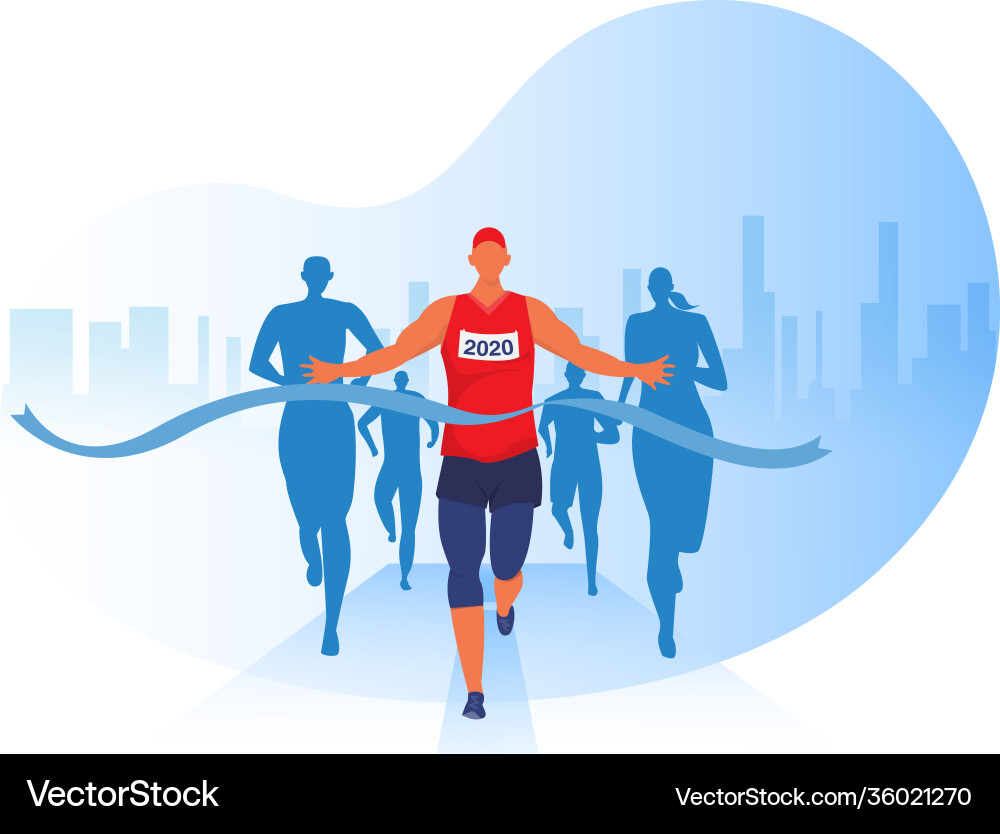 People running with clothes on marathon race Vector Image