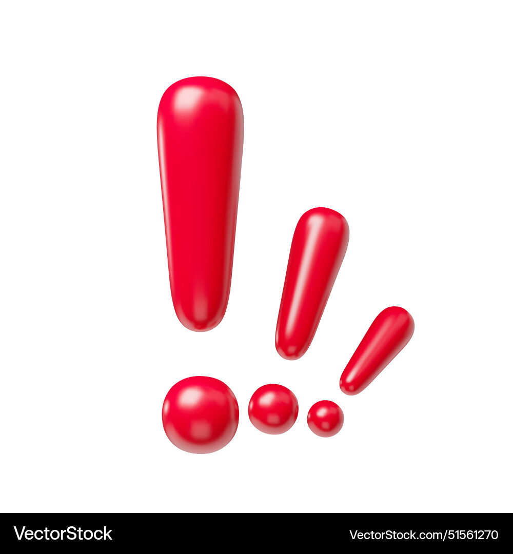 Red exclamation signs realistic 3d Royalty Free Vector Image