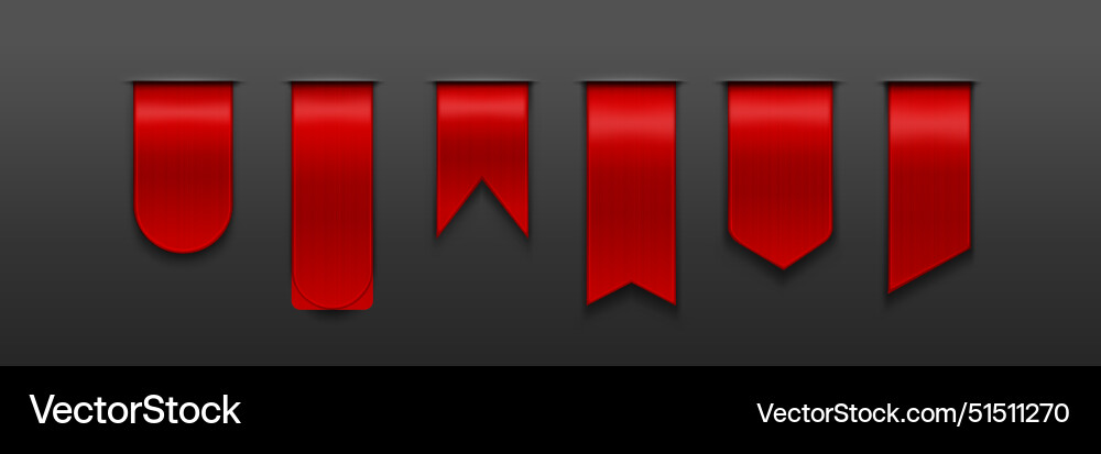 Red ribbon bookmarks set isolated on background Vector Image