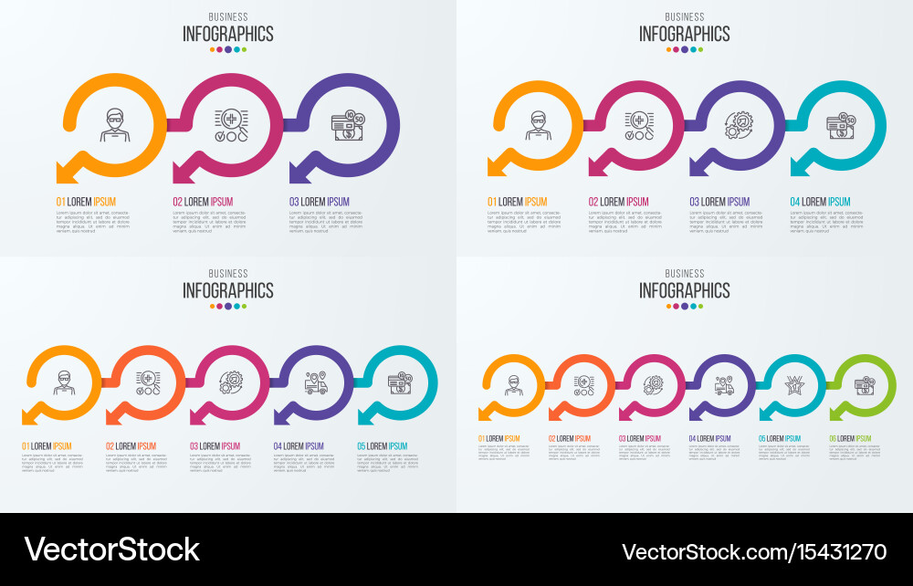 Set timeline infographic templates Royalty Free Vector Image