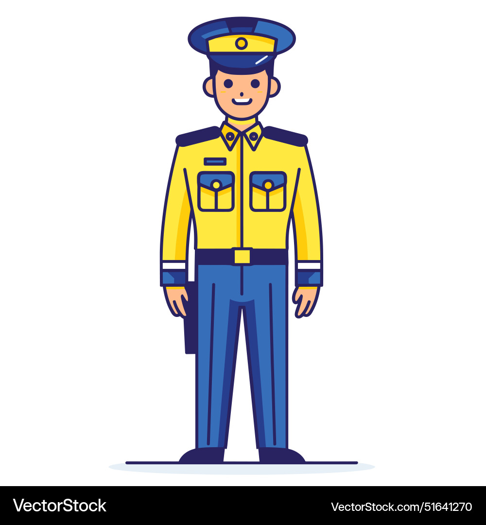 Young Male Police Officer Cartoon Character Vector Image