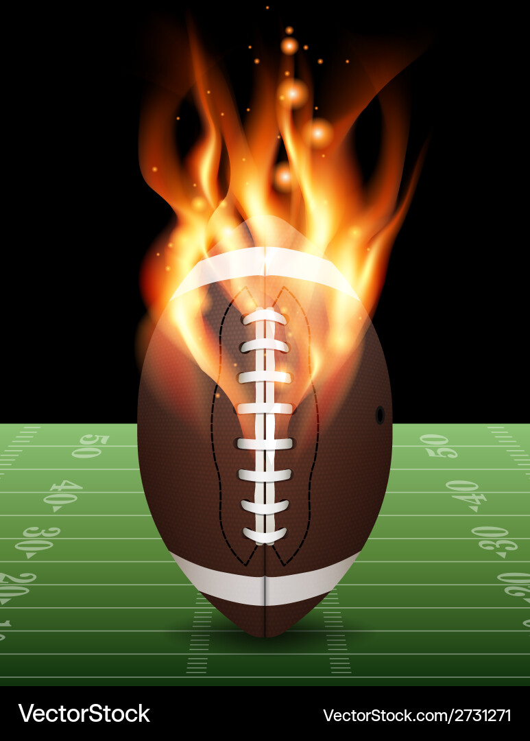 American football field on fire Royalty Free Vector Image