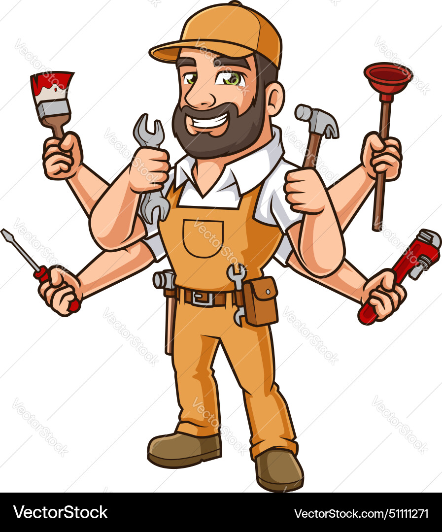 Cheerful Handyman Cartoon Royalty Free Vector Image