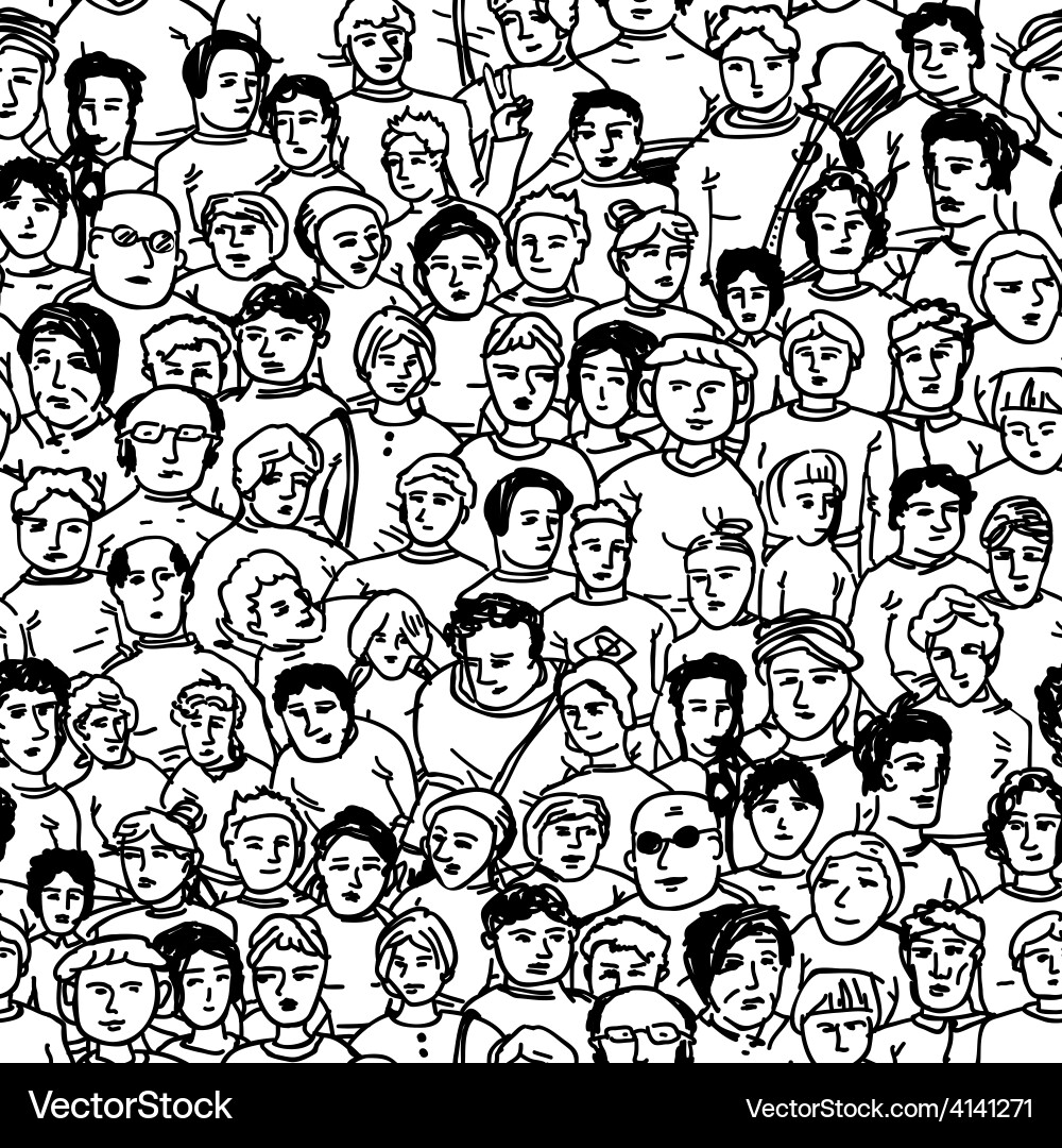 Diverse Crowd Pattern Royalty Free Vector Image