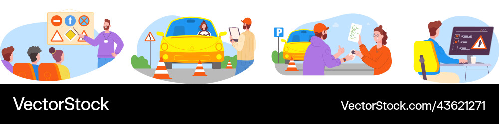 Driving lesson drive school tests student driver Vector Image