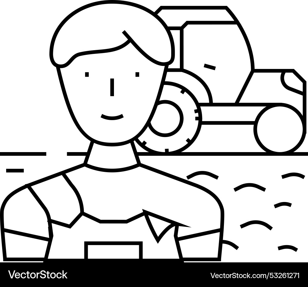 Equipment service technician line icon Royalty Free Vector
