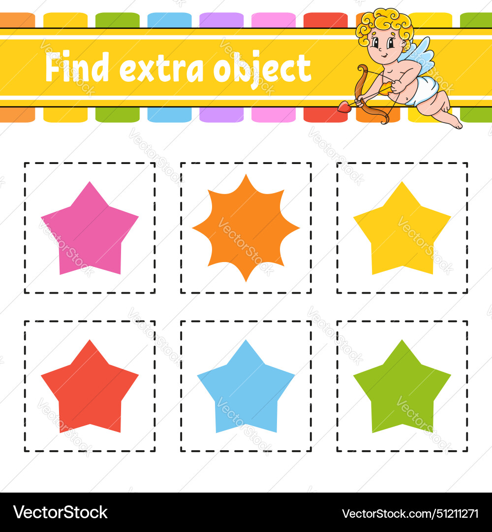 Find extra object educational activity worksheet Vector Image
