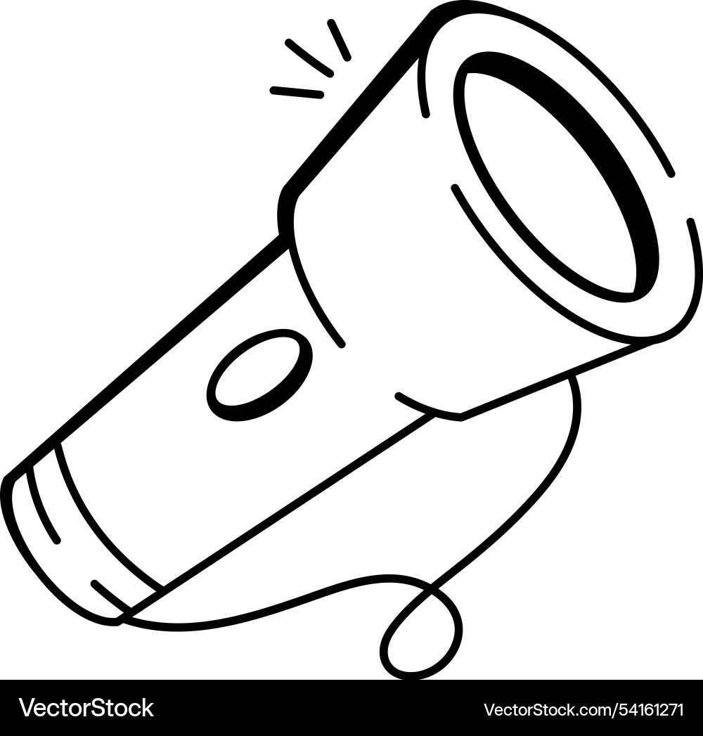 Flashlight icon in hand drawn style Royalty Free Vector