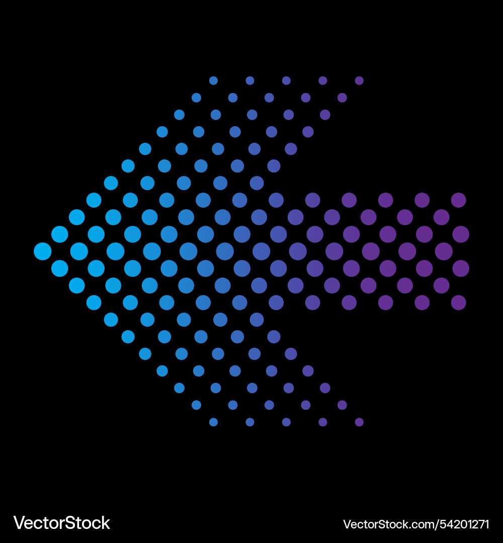 Halftone arrow design blue and purple dots Vector Image