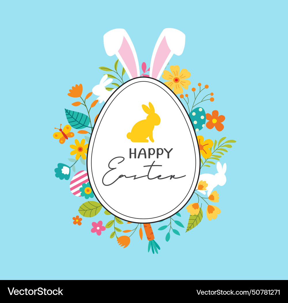 Happy easter egg greeting card background Vector Image