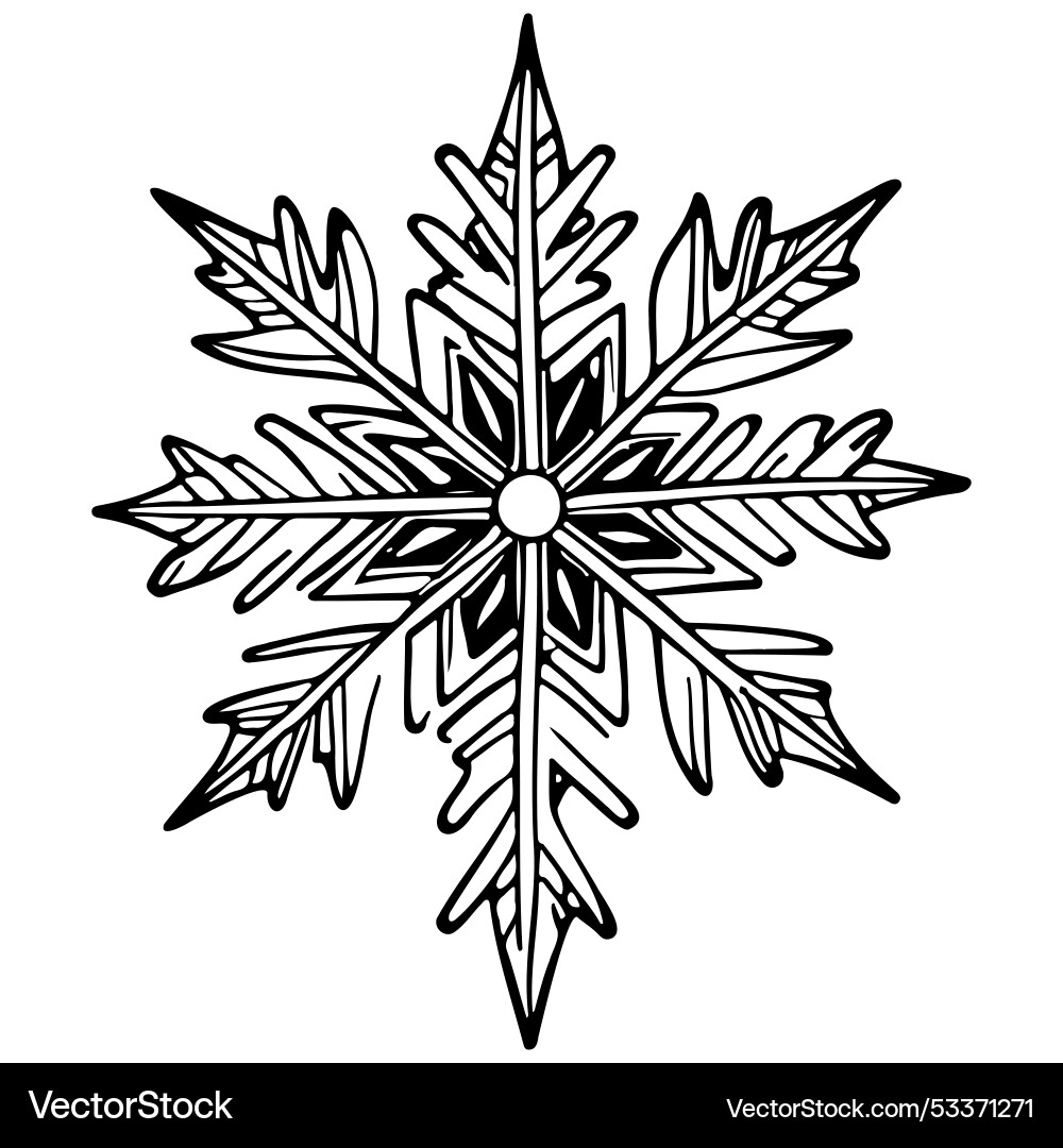 Snowflake vintage hand drawn line transparent Vector Image