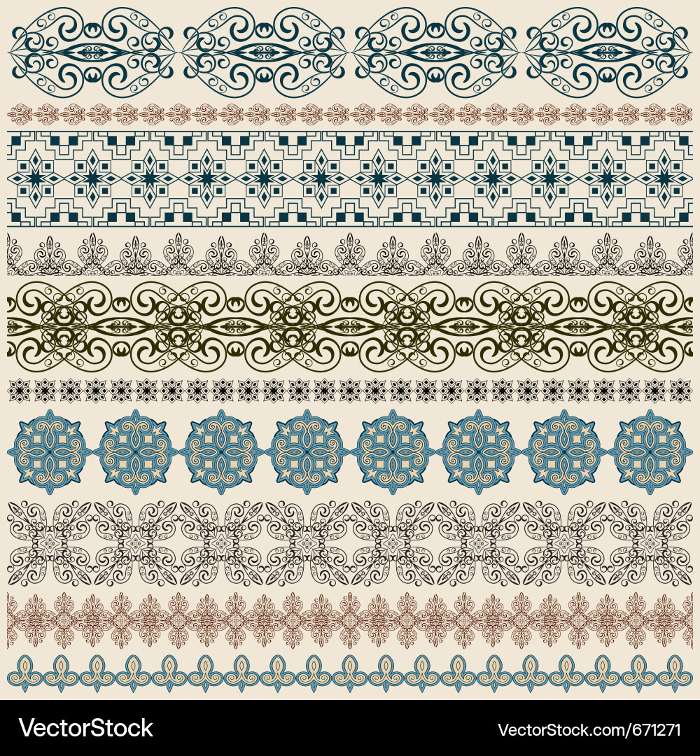 Vintage Floral Border Patterns Royalty Free Vector Image
