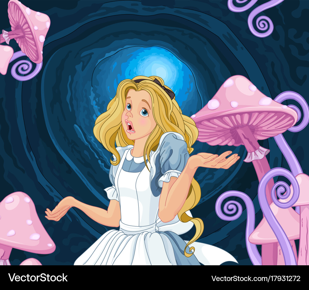 Alice extremely confused Royalty Free Vector Image
