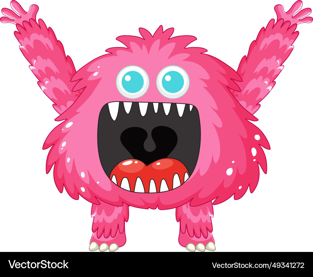 Cheerful pink alien monster cartoon character Vector Image