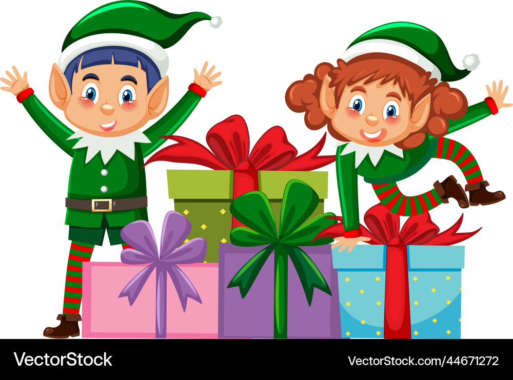 Christmas elf cartoon character Royalty Free Vector Image