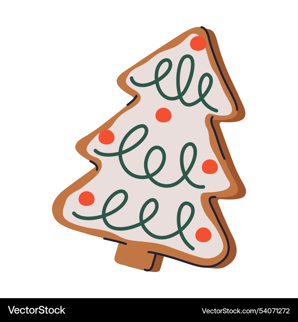 Christmas tree cookie icon sticker Royalty Free Vector Image