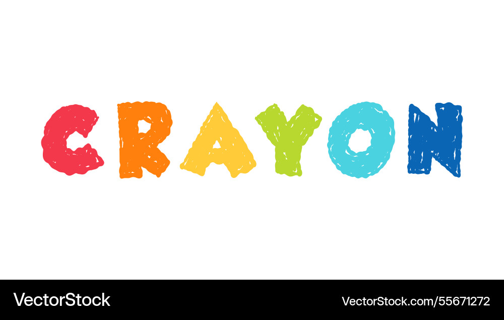 Crayon multicoloured lettering for kids Royalty Free Vector