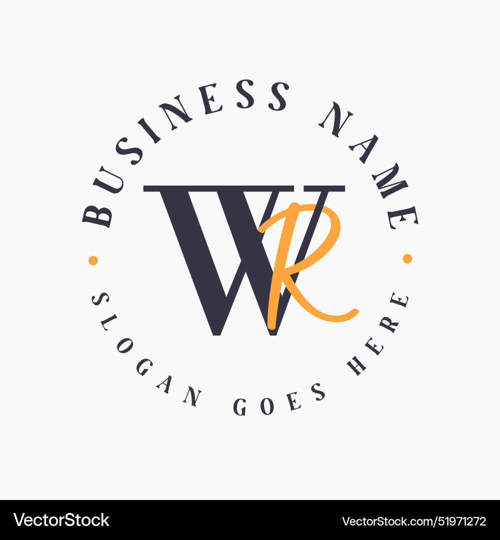 Elegant letter wr initials logo for corporate Vector Image