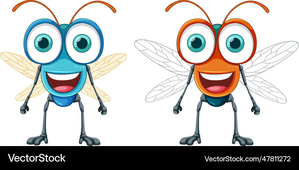 Happy fly cartoon character Royalty Free Vector Image