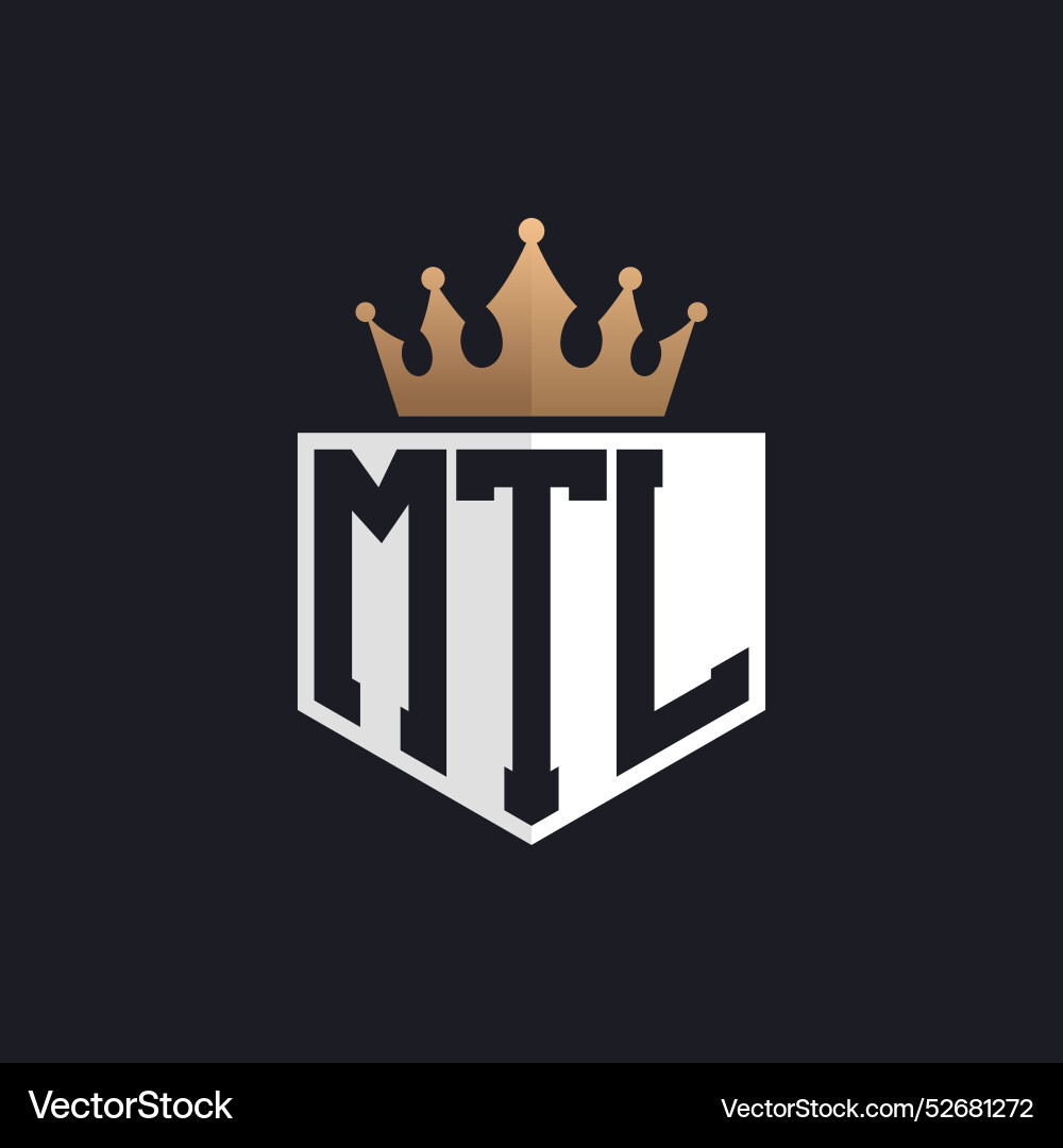 Luxury mtl logo with crown elegant initials Vector Image