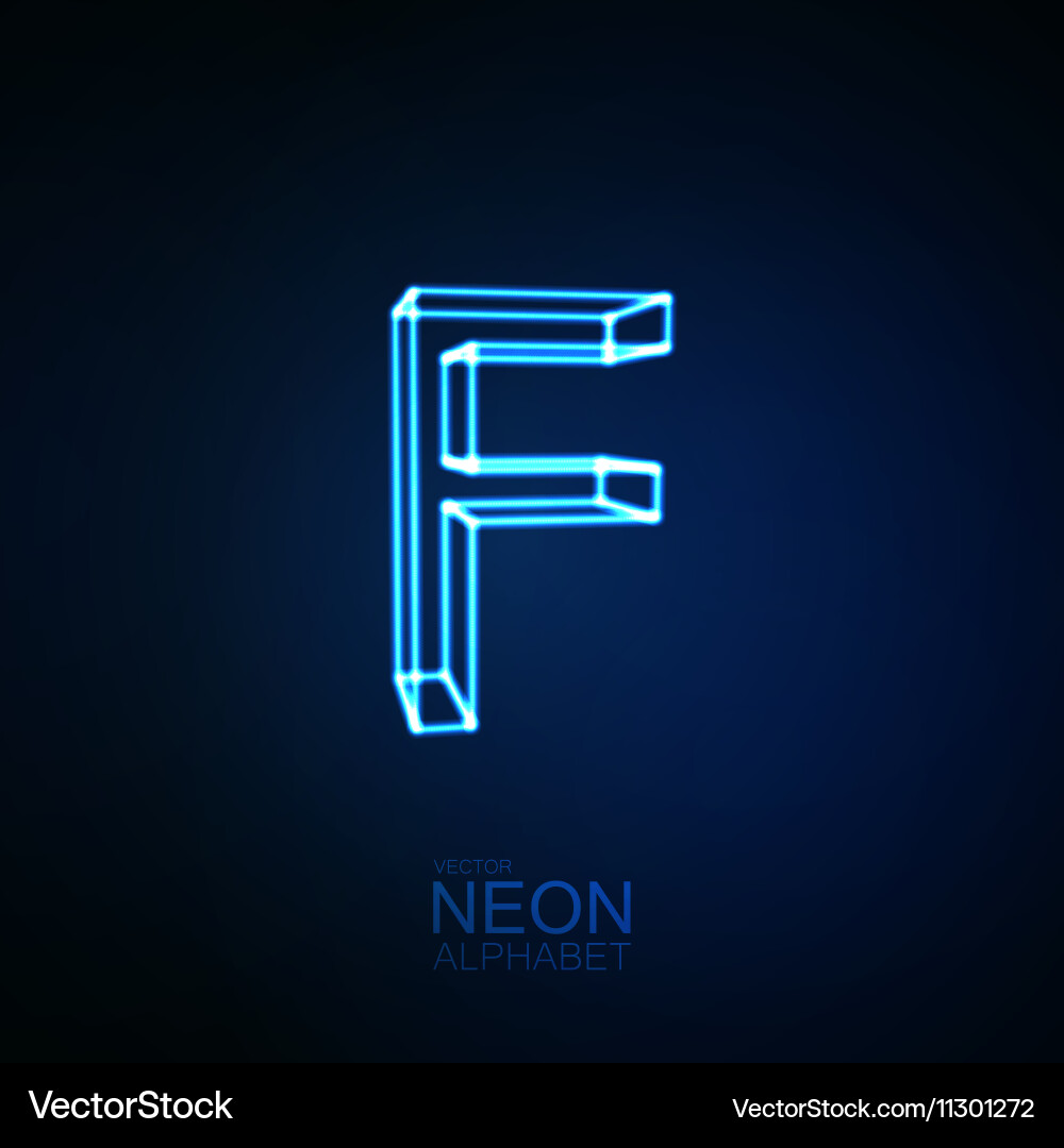 Neon 3d letter f Royalty Free Vector Image - VectorStock