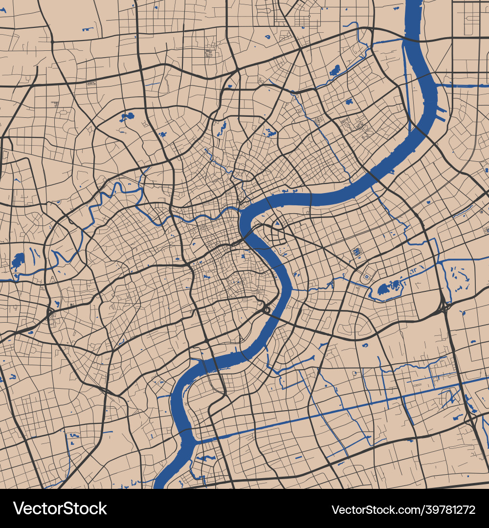 Shanghai City Map - Street Plan Royalty Free Vector Image