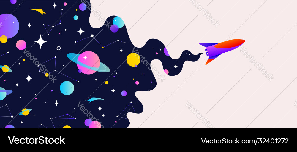 Universe motivation banner with cosmos Royalty Free Vector