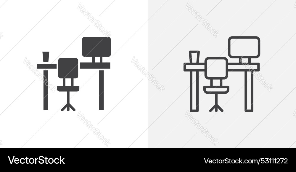 Workplace thin line icon set Royalty Free Vector Image