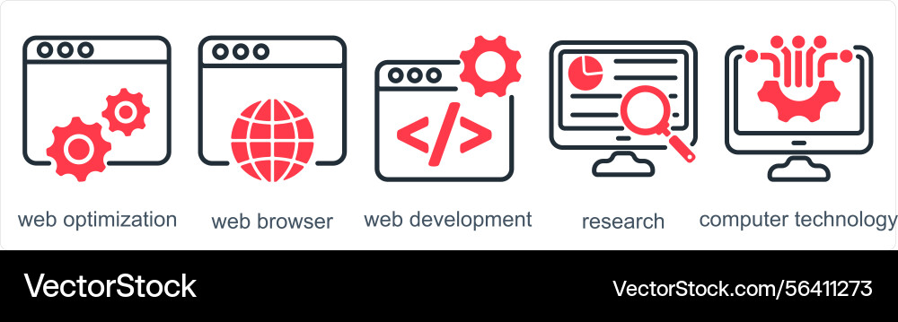 A set of 5 business icons as web optimization Vector Image